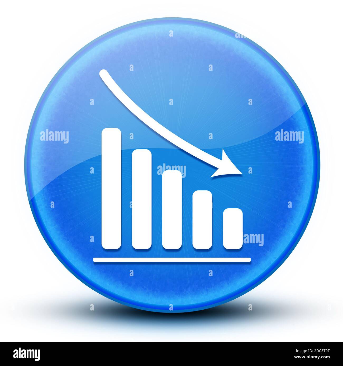 Statistics down eyeball glossy blue round button abstract illustration ...