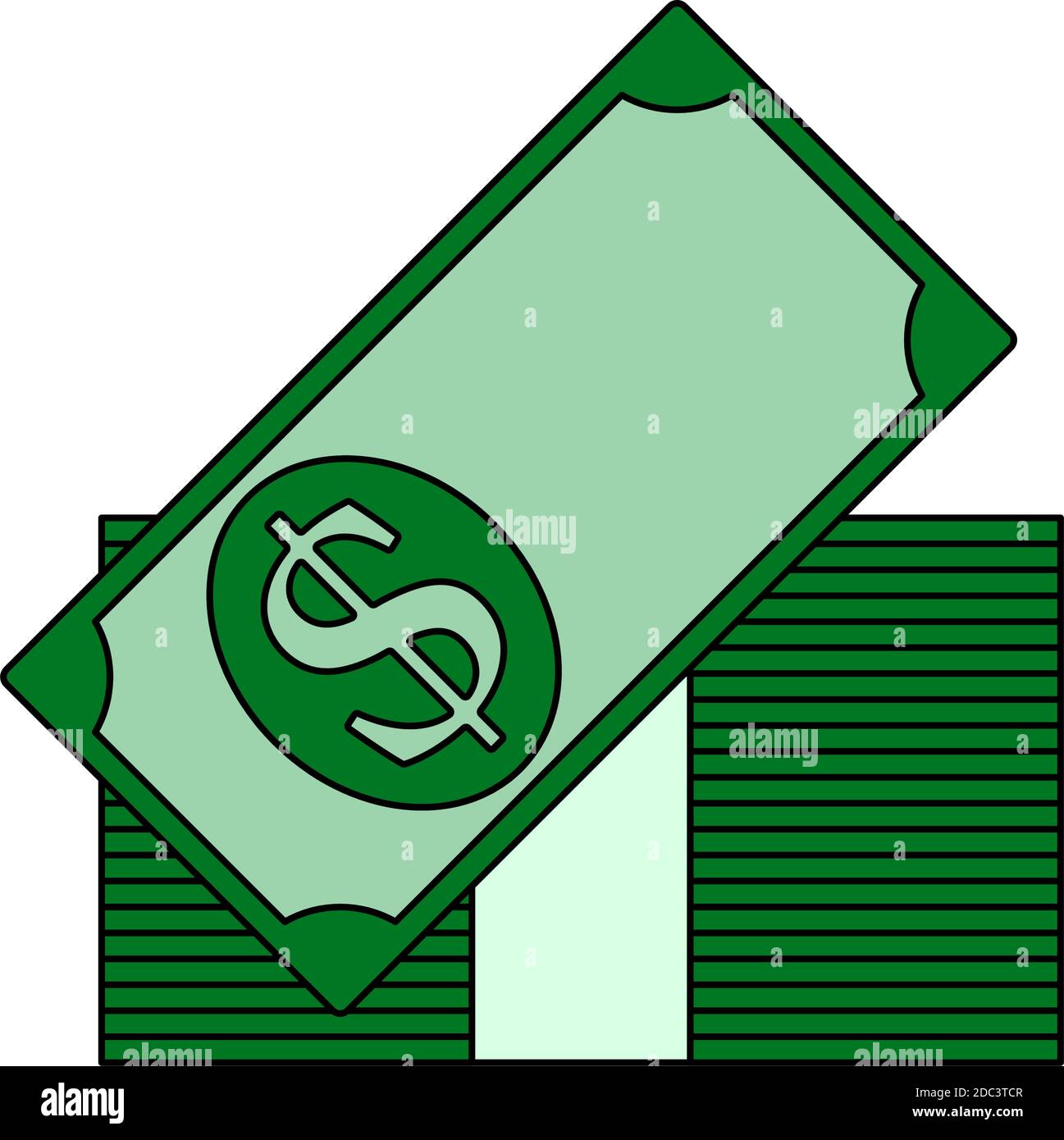 Stack Of Banknotes Icon. Editable Outline With Color Fill Design ...