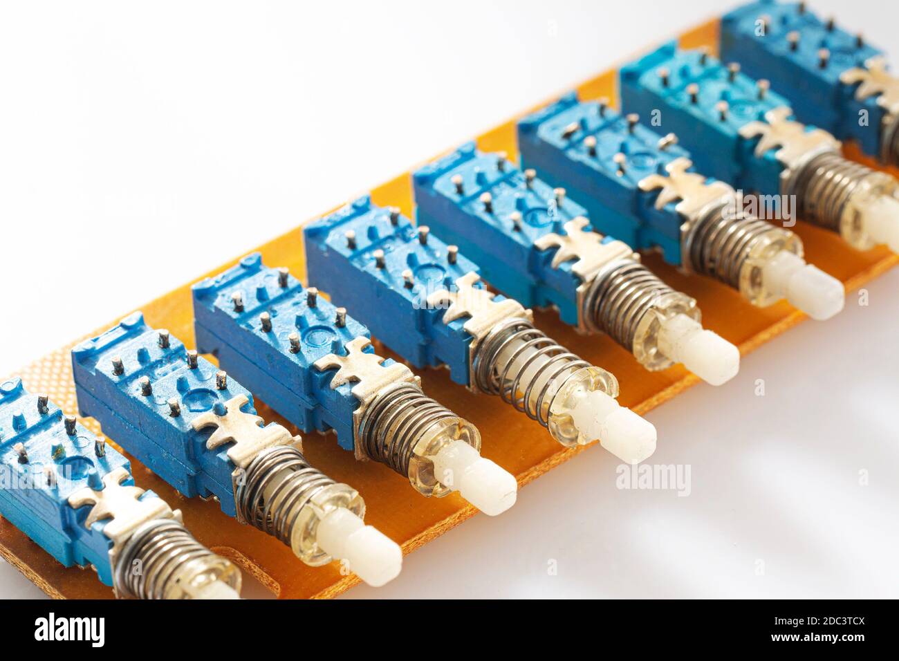 Set of old electric switches and buttons isolated on white background ...