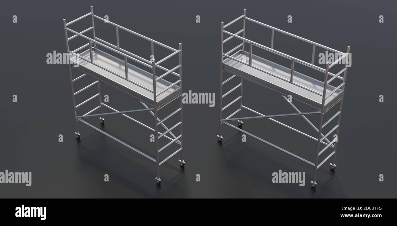 Scaffold towers isolated on black background. Scaffolding movable ...