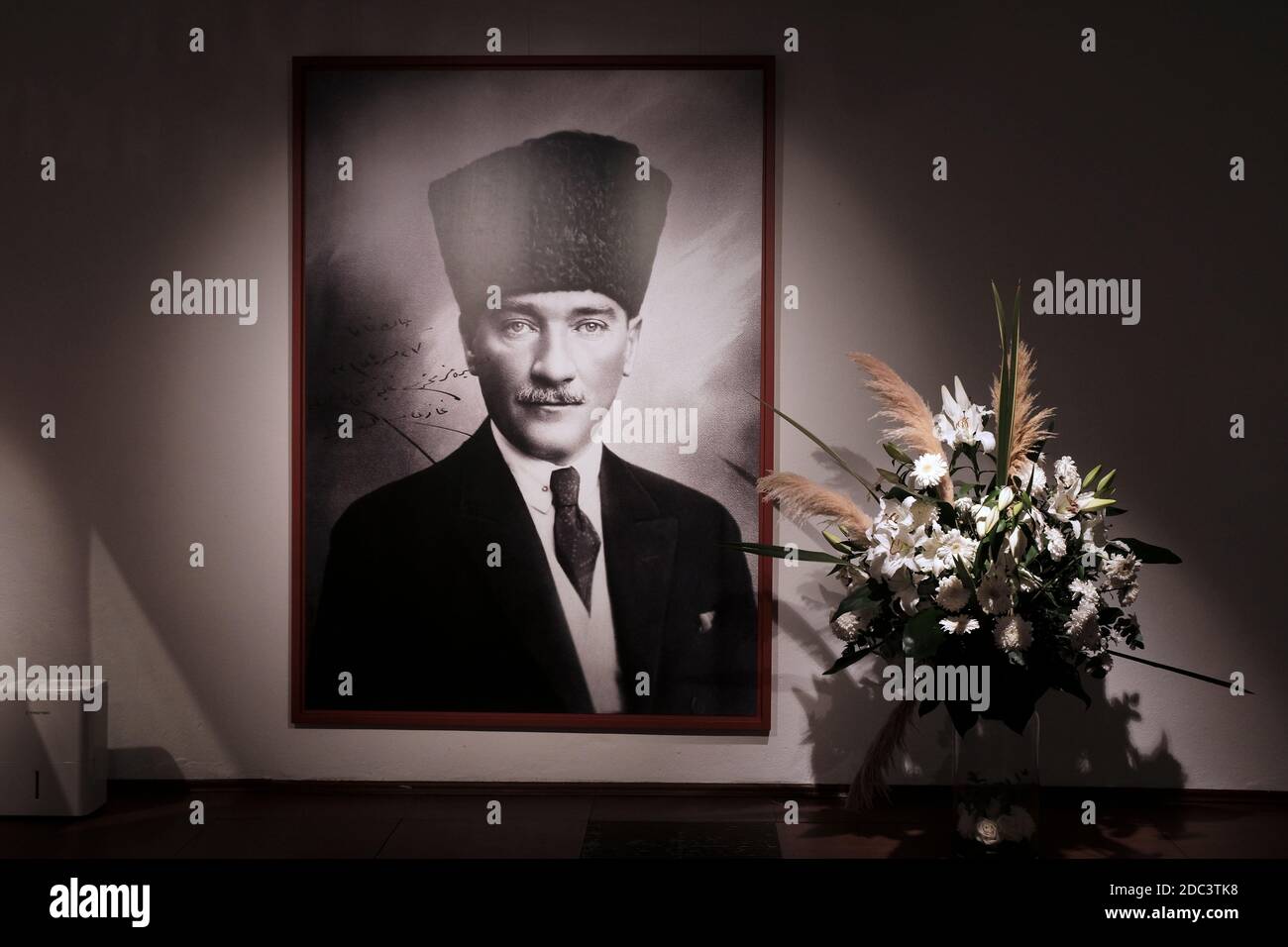 Portrait of Ataturk on display in an exhibition titled “Atatürk with ...