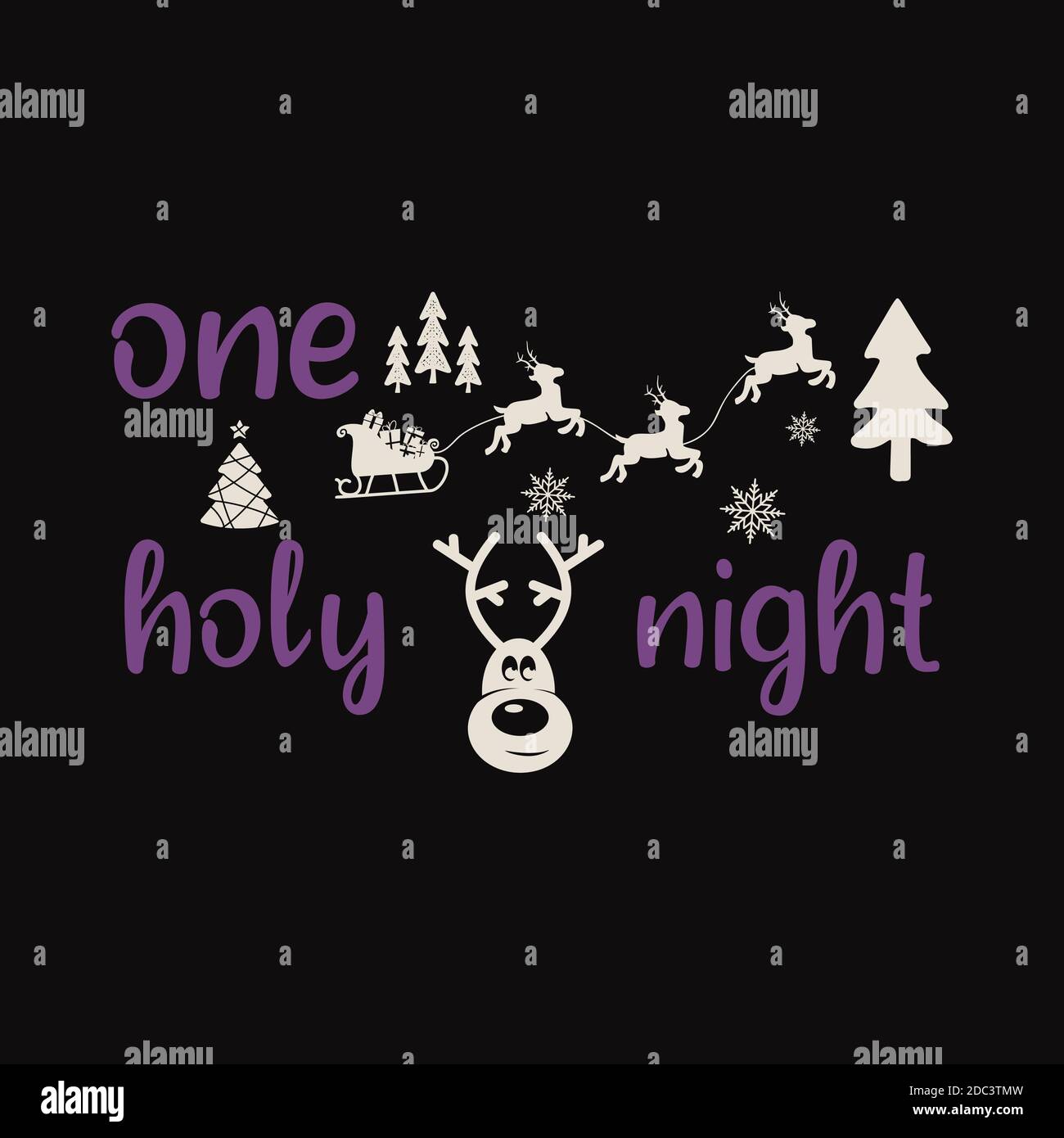 Christmas lettering quote. Silhouette calligraphy poster with quote ...