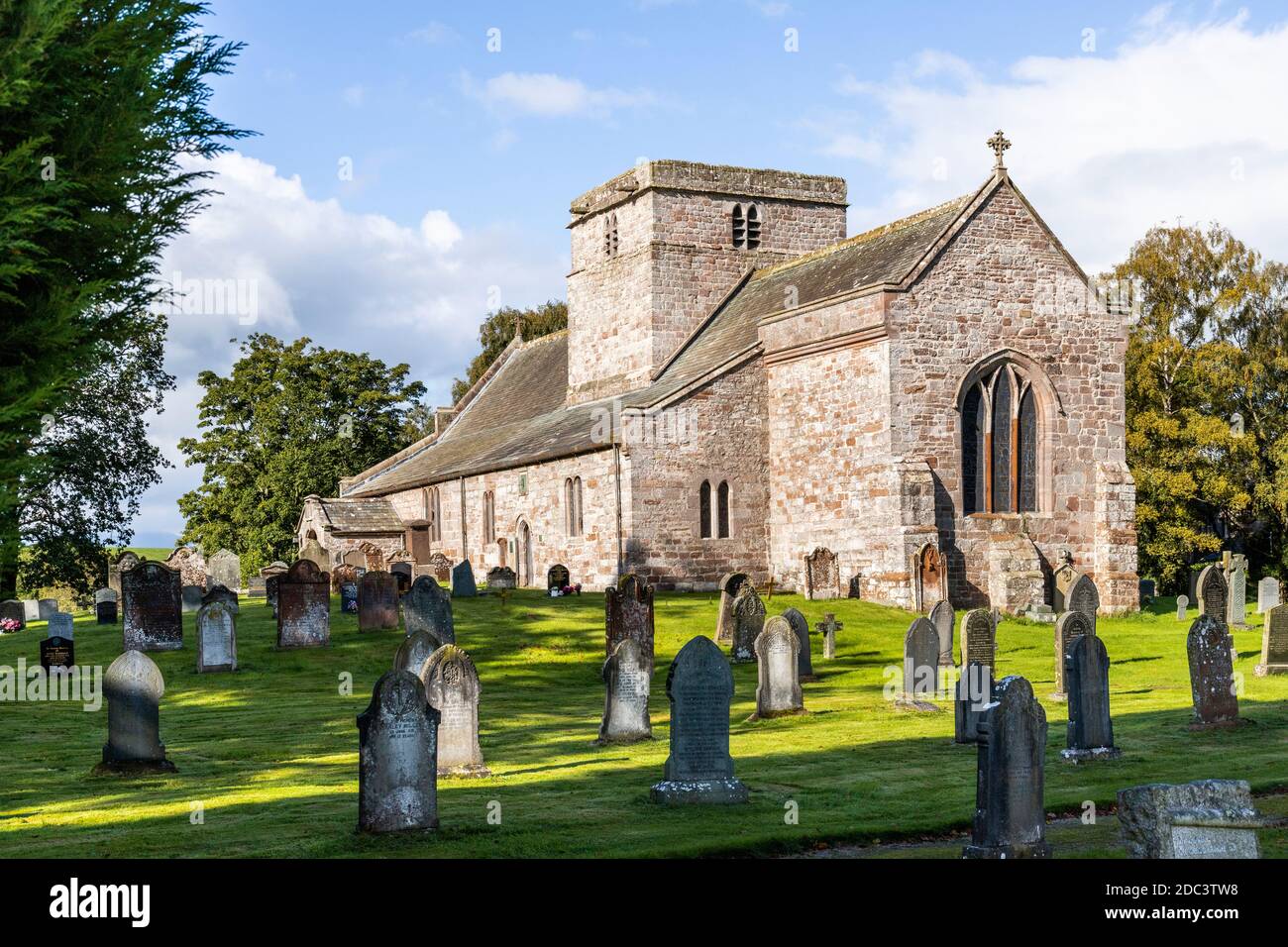 The 12th century Norman church of St Michael at Barton near Pooley Bridge, Cumbria UK Stock ...
