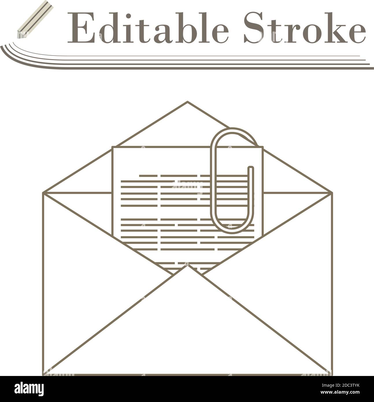 Mail With Attachment Icon. Editable Stroke Simple Design. Vector Illustration Stock Vector Image ...