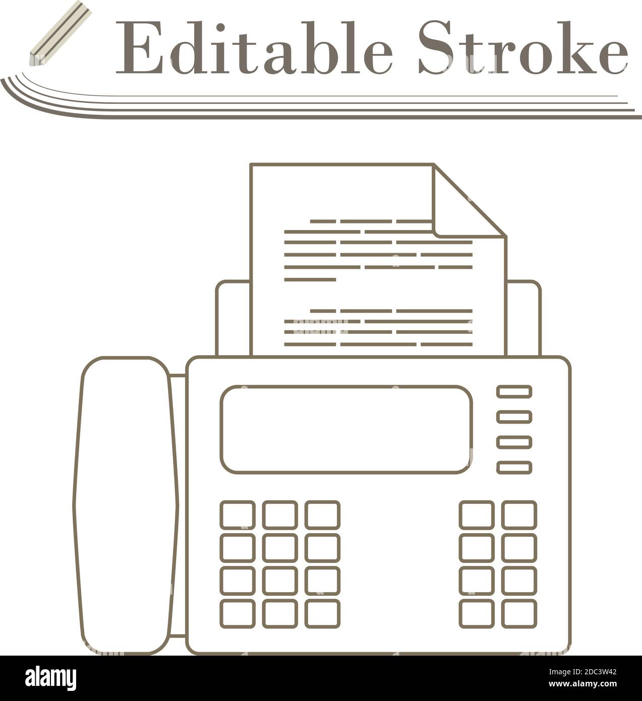 Fax Icon. Editable Stroke Simple Design. Vector Illustration Stock ...