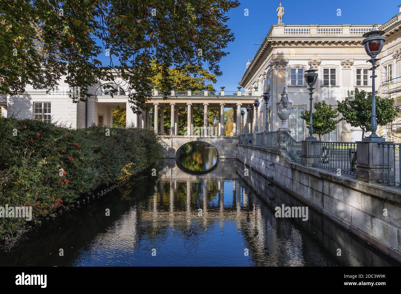Side bridge of the Palace on the Water in Lazienkowski Park also called ...