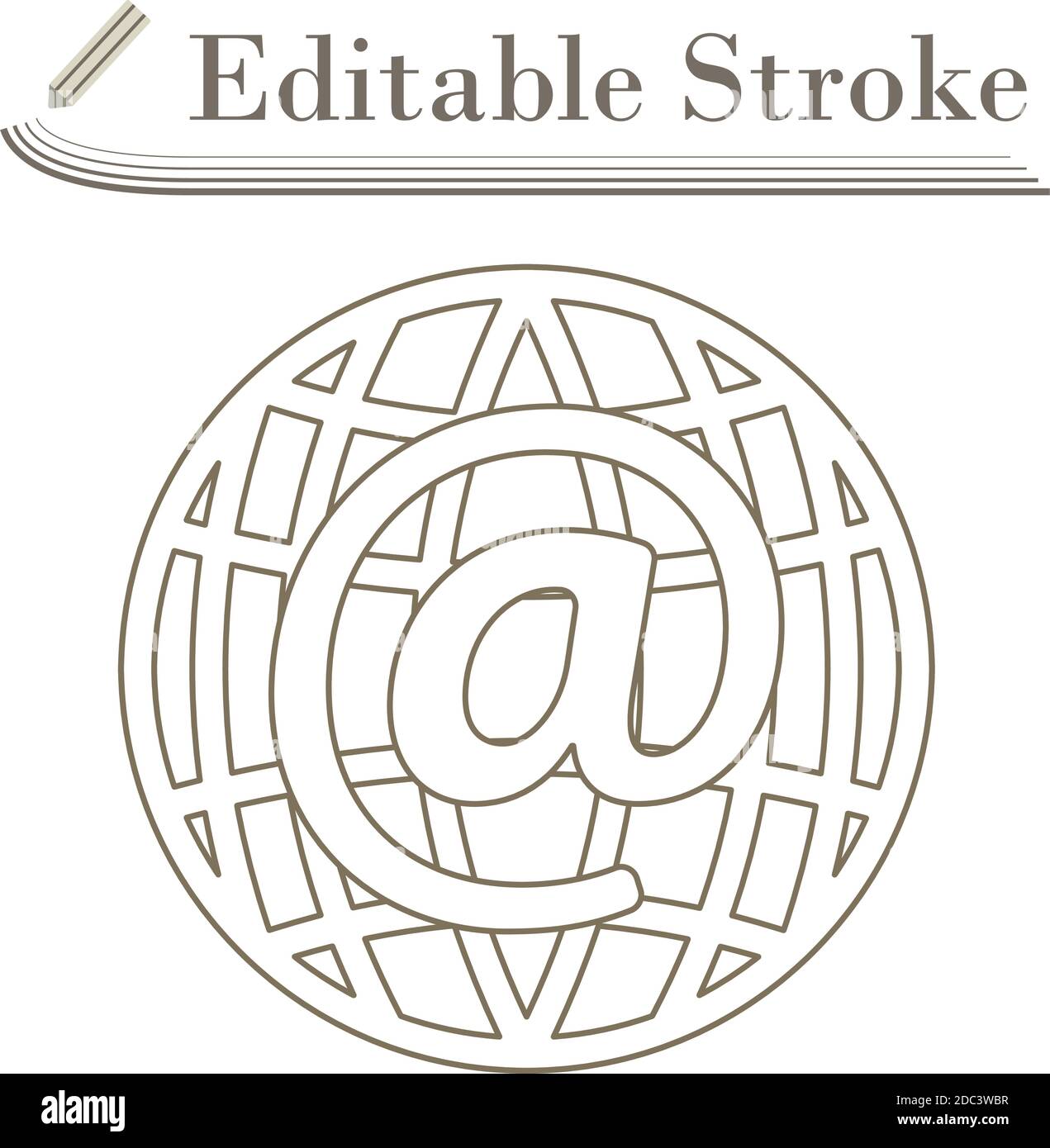 Global E-mail Icon. Editable Stroke Simple Design. Vector Illustration ...