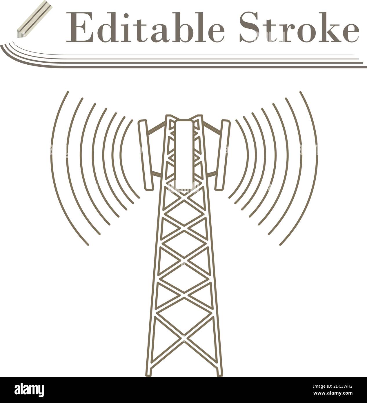 Cellular Broadcasting Antenna Icon. Editable Stroke Simple Design ...