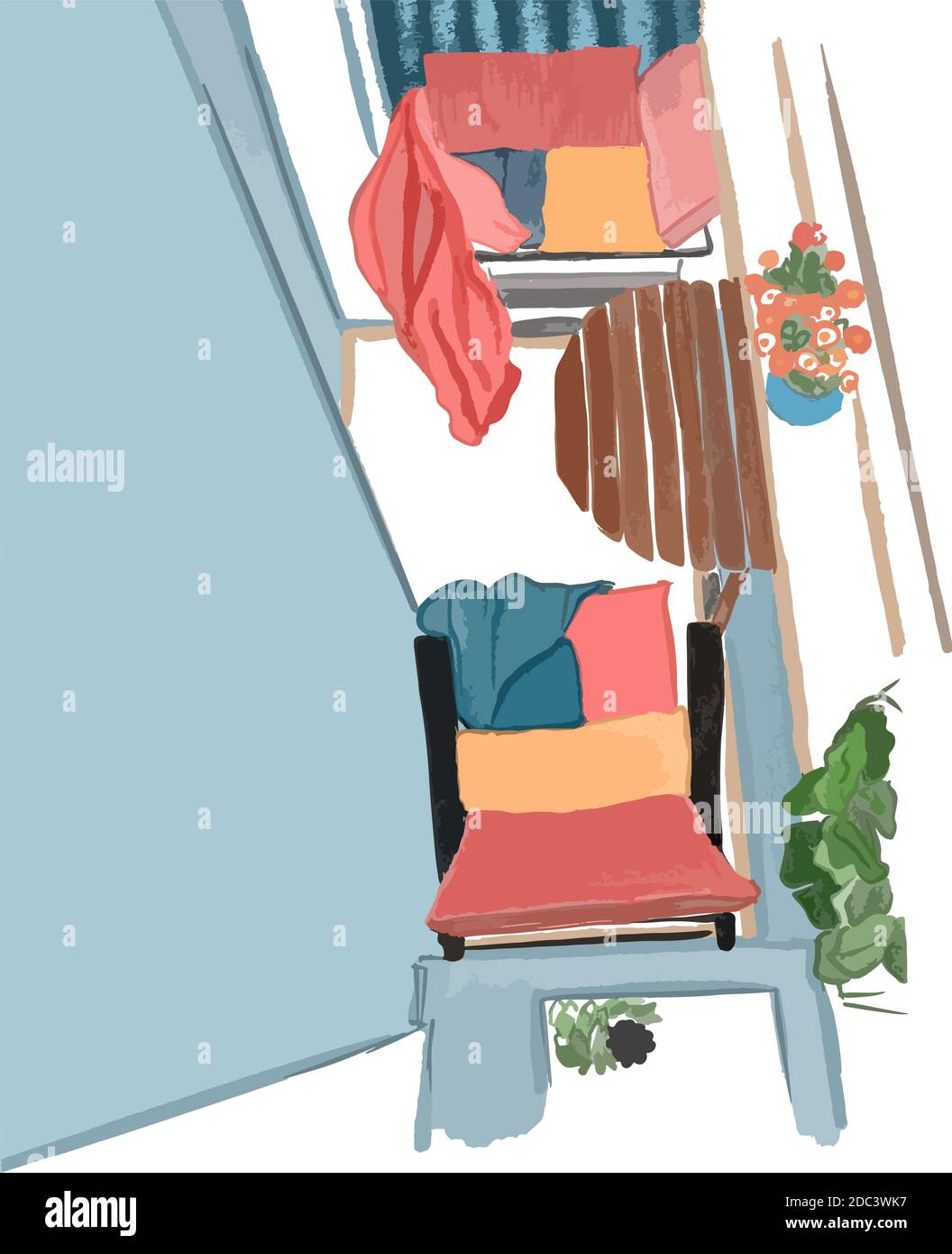 Interior sketch of balcony Stock Vector Image & Art - Alamy