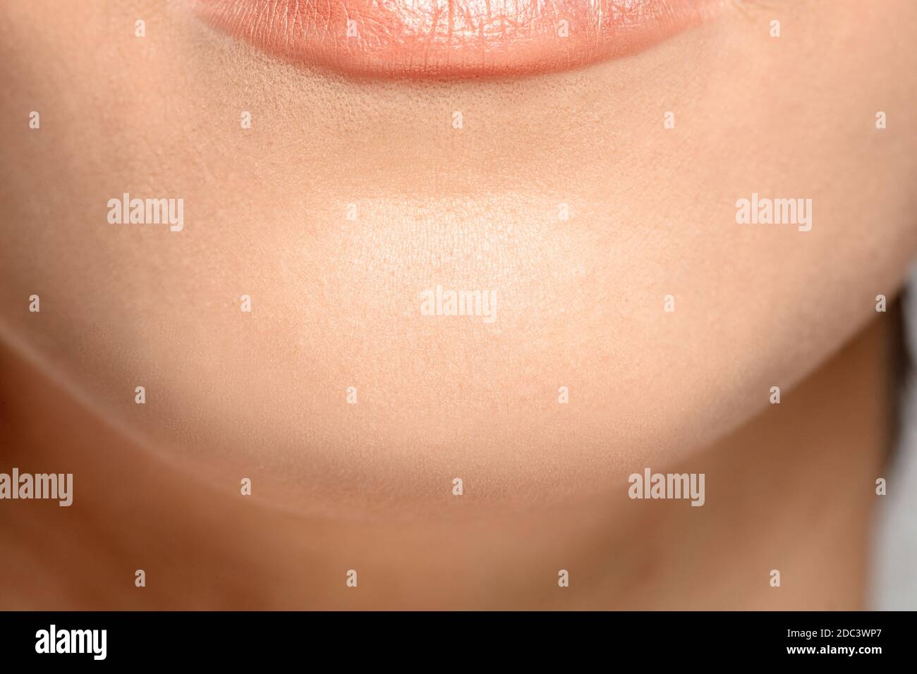 The chin and lip. Close up portrait of beautiful jewish female model ...
