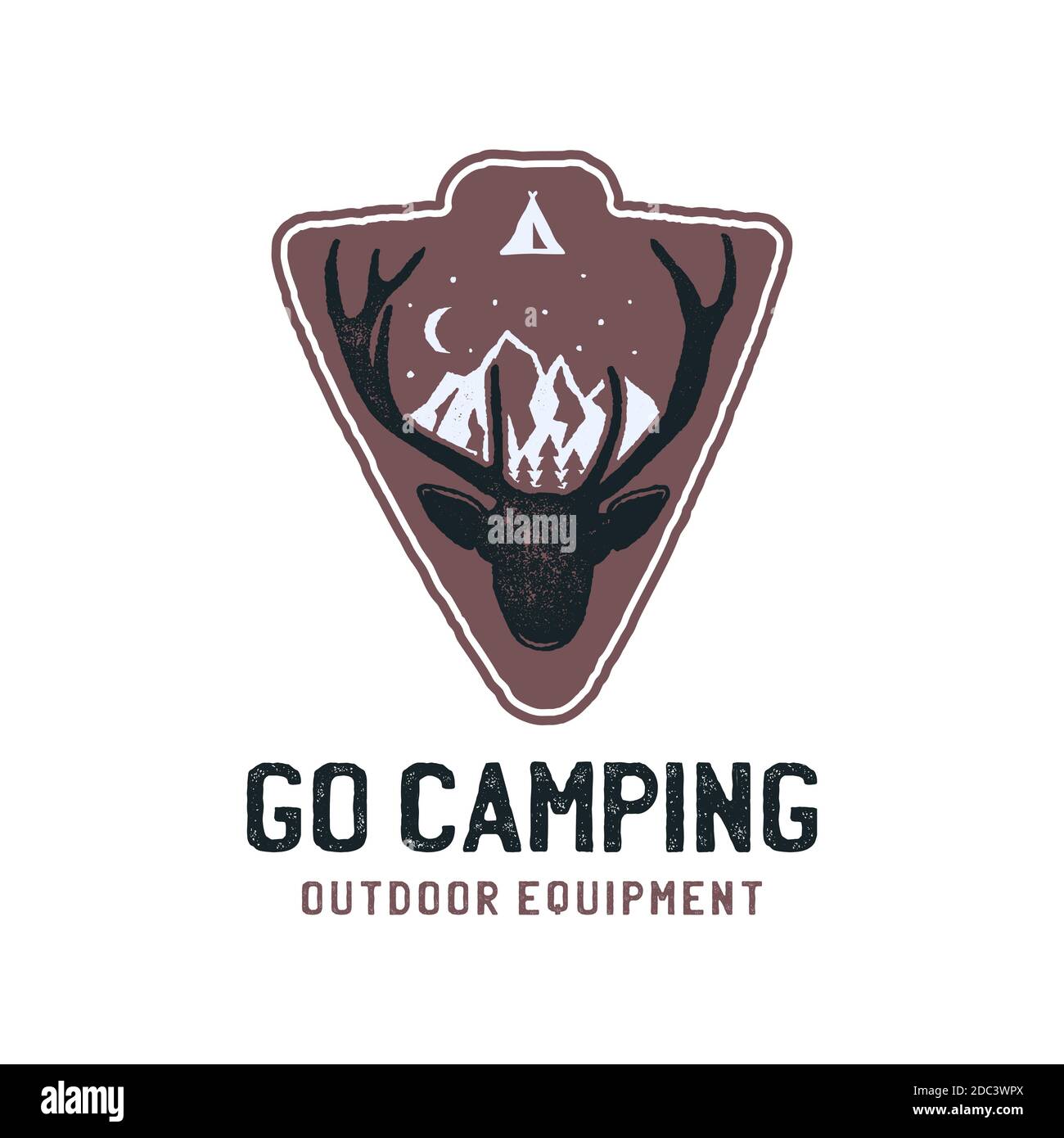 Go camping logo template, retro mountain adventure emblem design with ...
