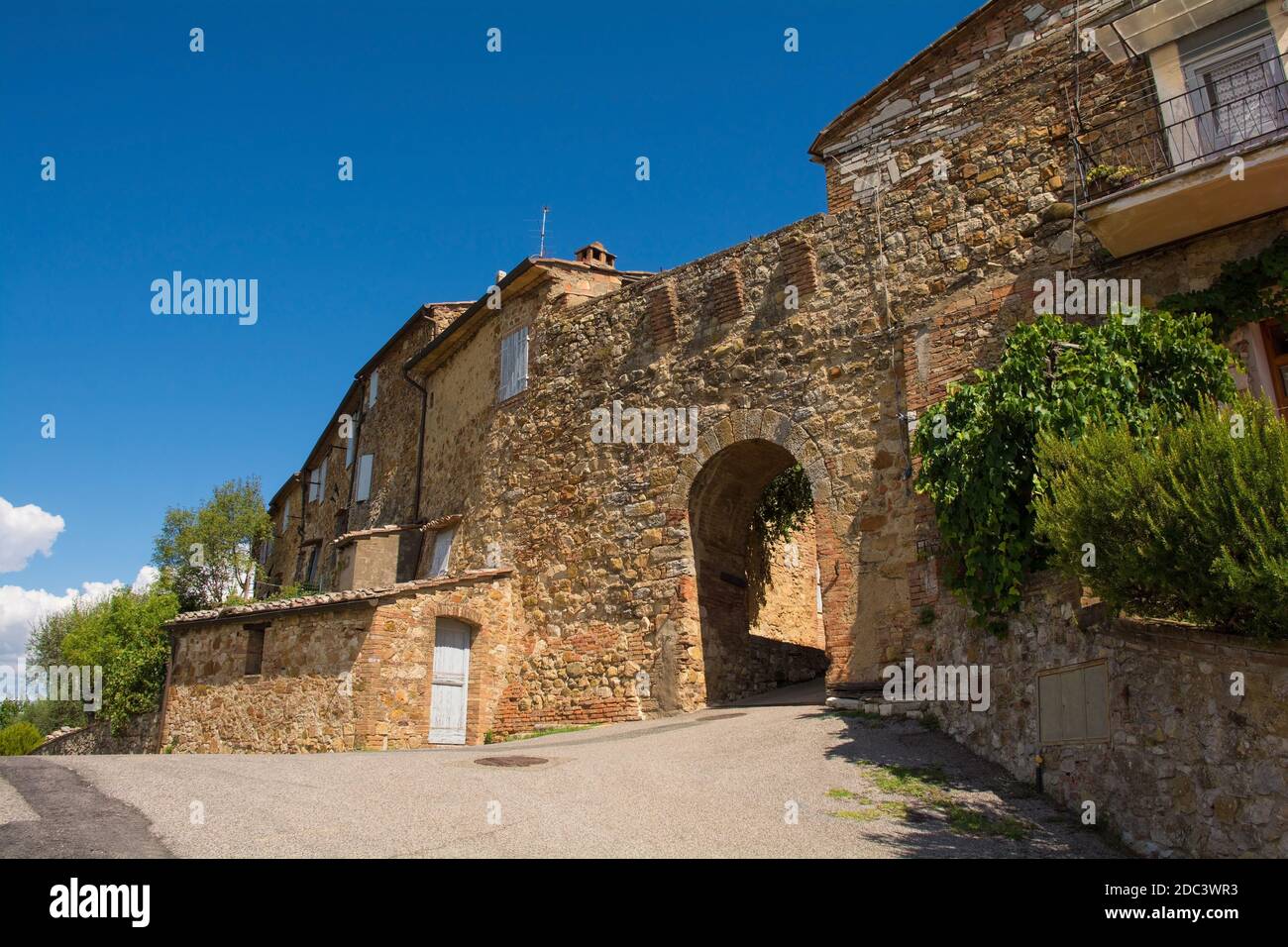 The main entrance to the historic village of Murlo, Siena Province ...