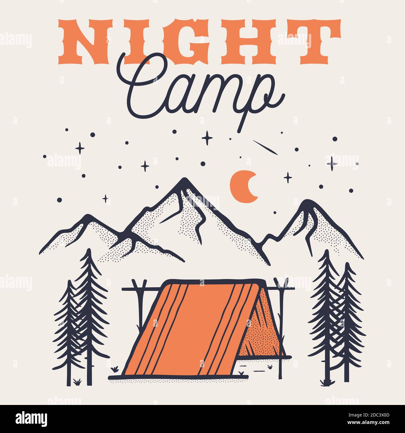 Retro Tent Camping Art
