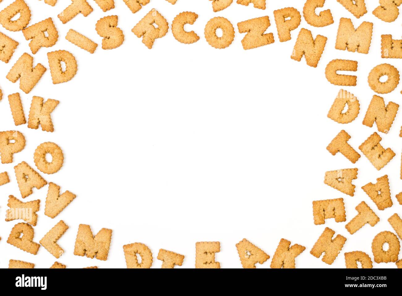 A frame made with alphabet letters cookies with copy space Stock Photo ...