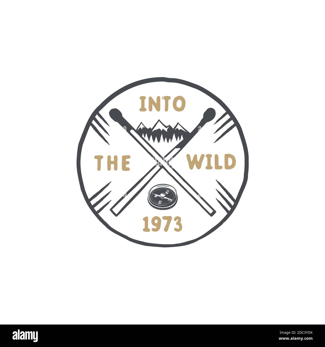 Vintage hand drawn survival badge and emblem. Hiking label. Outdoor ...