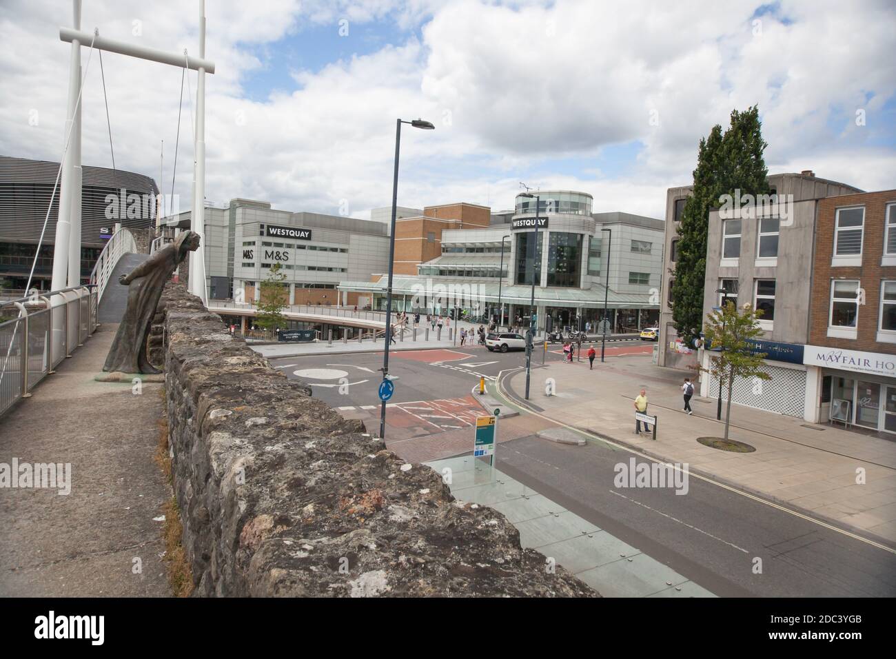 Views of Bargate Street, The Westquay Shopping Centre and a statue of ...