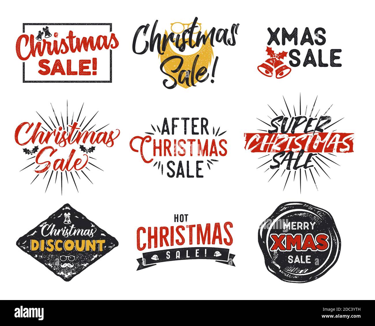 Christmas sale lettering and typography elements set. Holiday Online ...