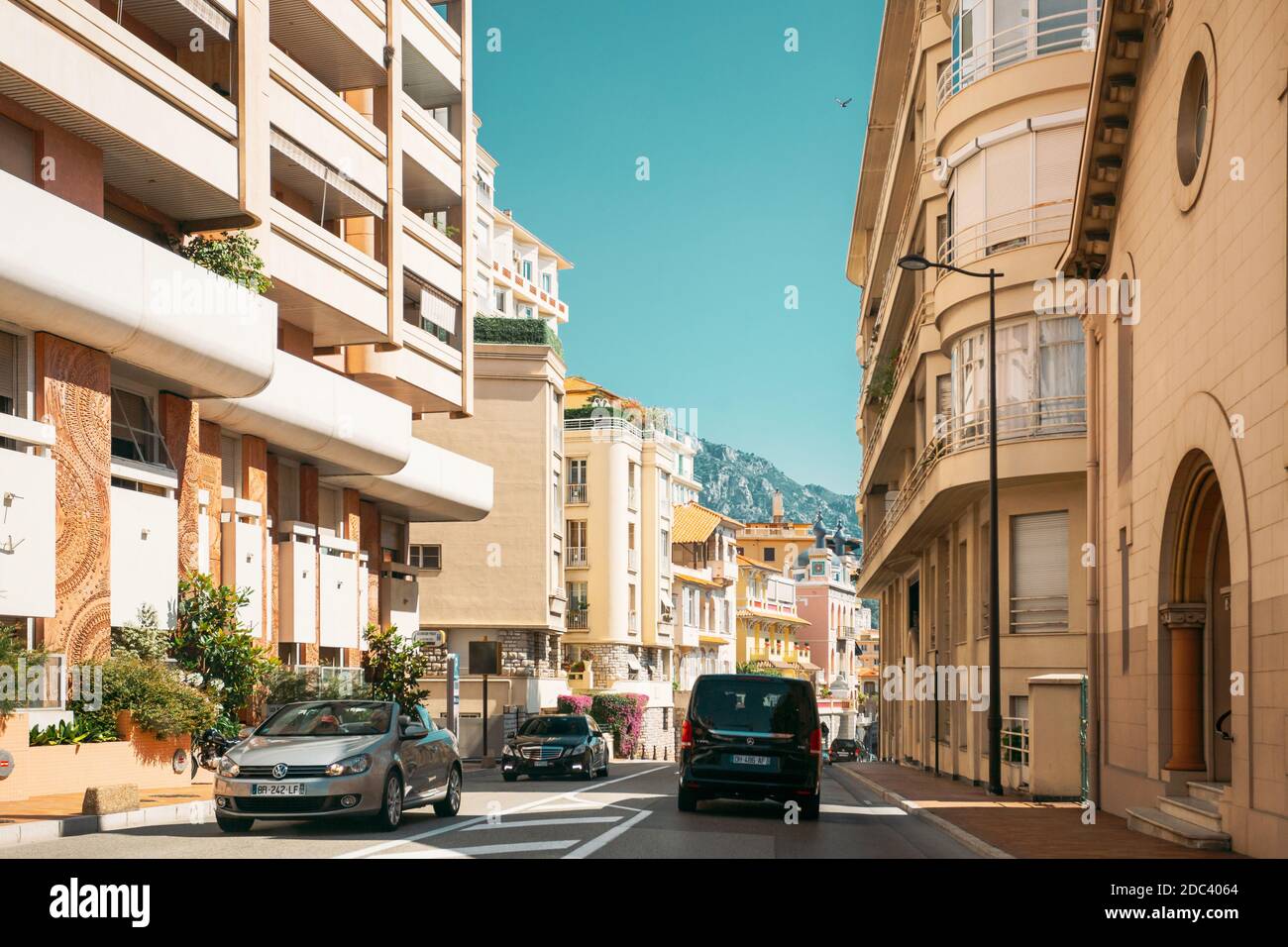 Movement of vehicles on freeway, motorway near in suburb of Monaco ...