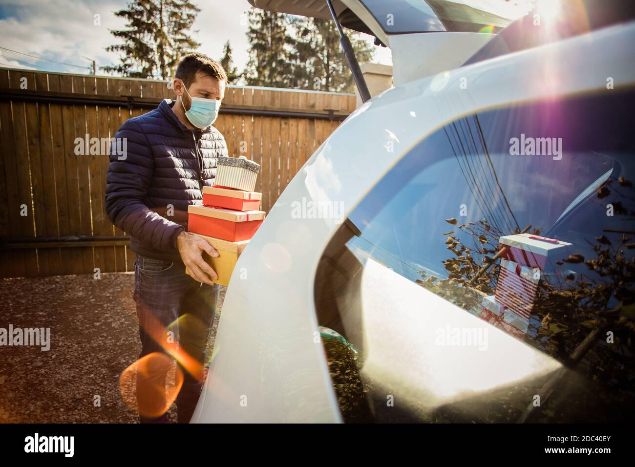 Gift boxes in vehicle hi-res stock photography and images - Alamy