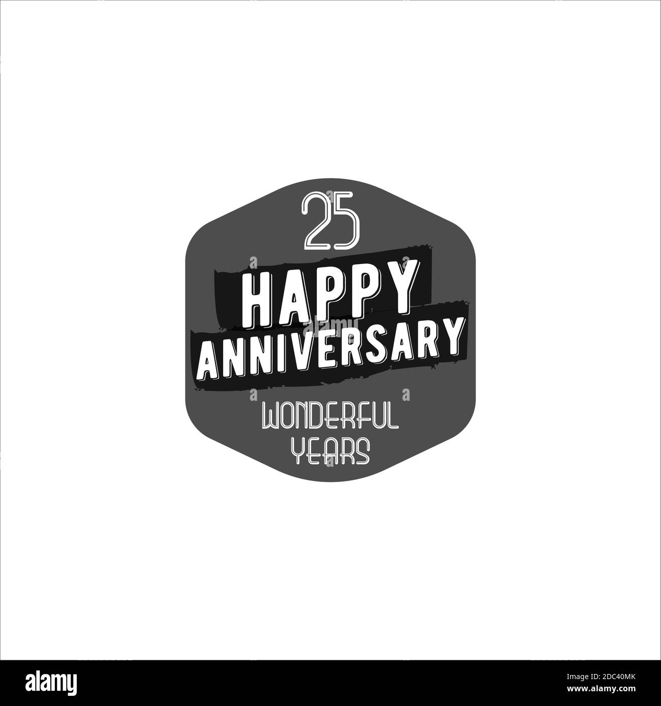Happy 25th anniversary badge, sign and emblem. Retro monochrome design ...