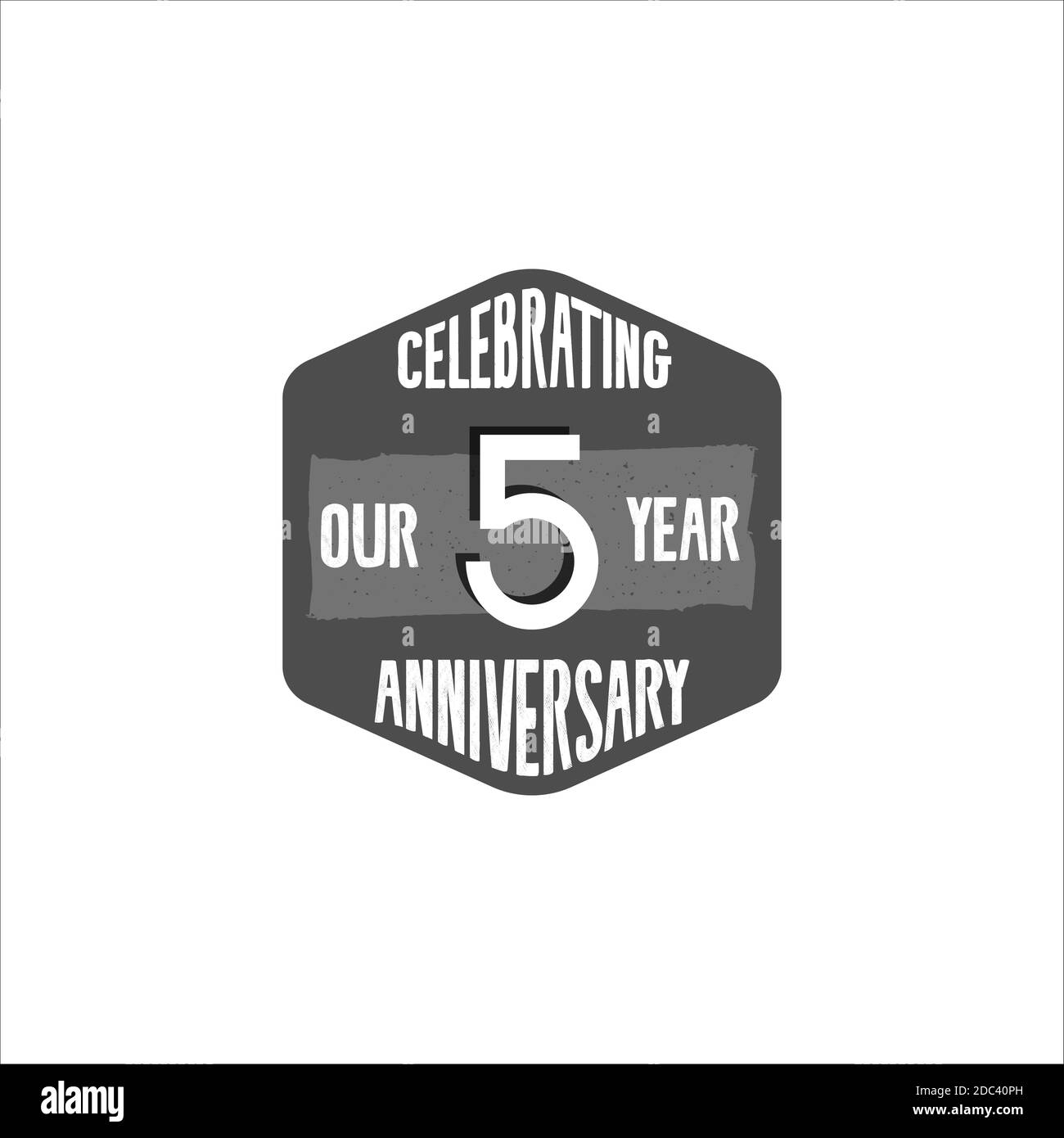 Celebrating 5 year anniversary badge, sign and emblem in retro color ...