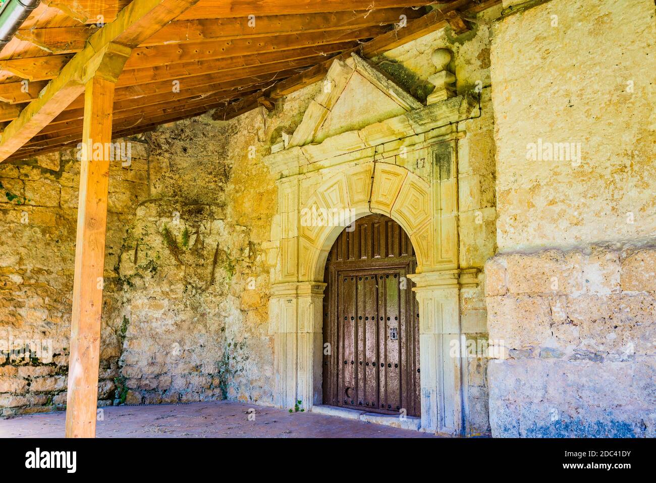 Entrance to the church under the atrium. Medieval church very reformed ...