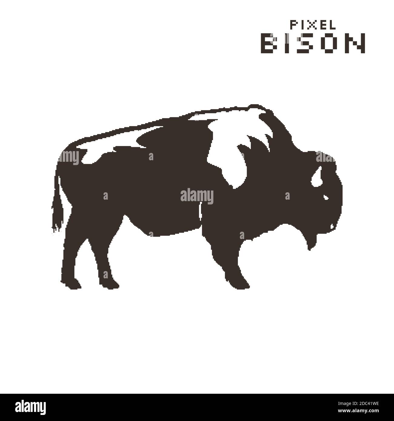 pixel art bison on a white background. Silhouette retro style Stock ...