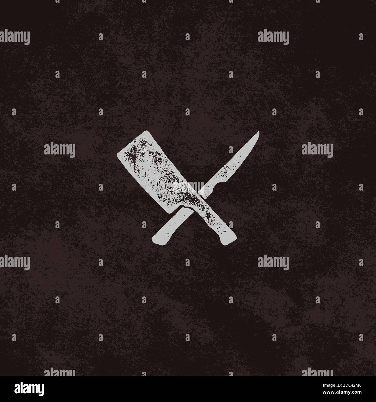 meat cleaver and knife symbols. Vintage steak house symbol. Letterpress ...