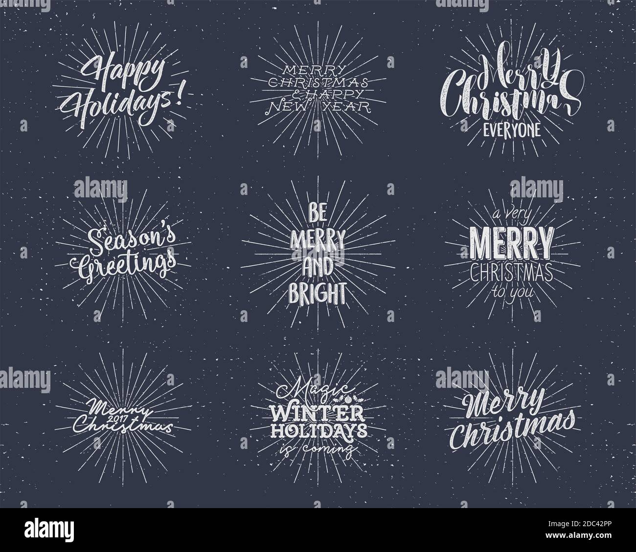 Set of Christmas , New Year 2017 lettering, wishes, sayings and vintage ...