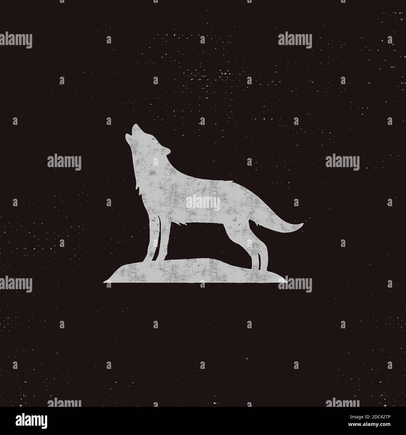 Vintage style howling wolf isolated on retro background. Use for prints ...