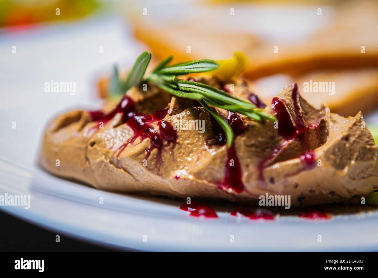 Gourmet foier gras.Duck mousse cooked for dinner in restaurant ...