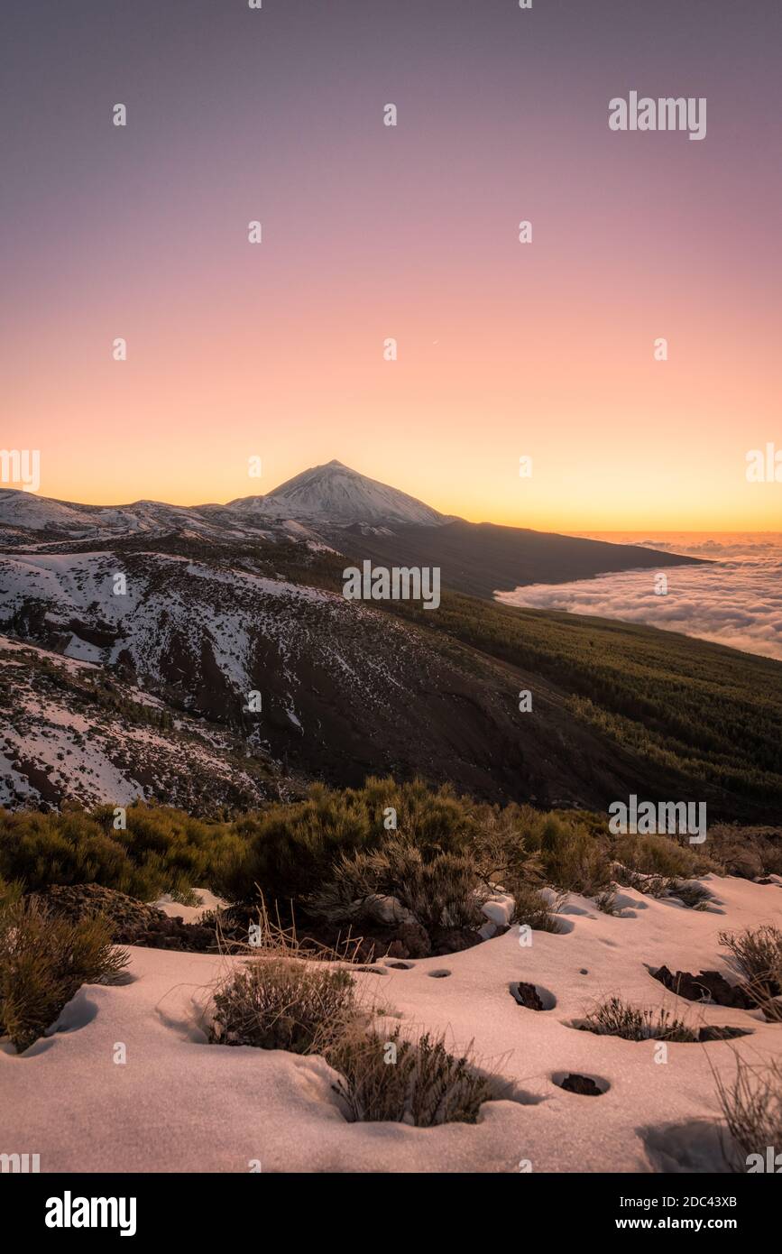 mountain landscape with clouds and sunset warm colors Stock Photo - Alamy
