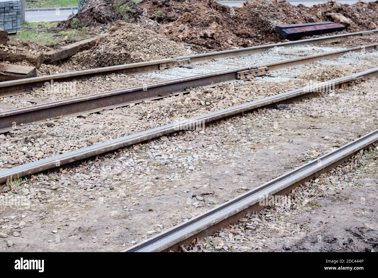 Laying tram rails hi-res stock photography and images - Alamy