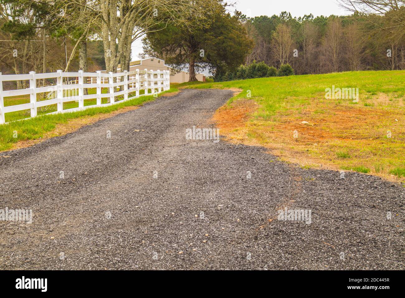 Stone Mountain, Ga / USA - 03 13 20: A gravel road along side a white ...