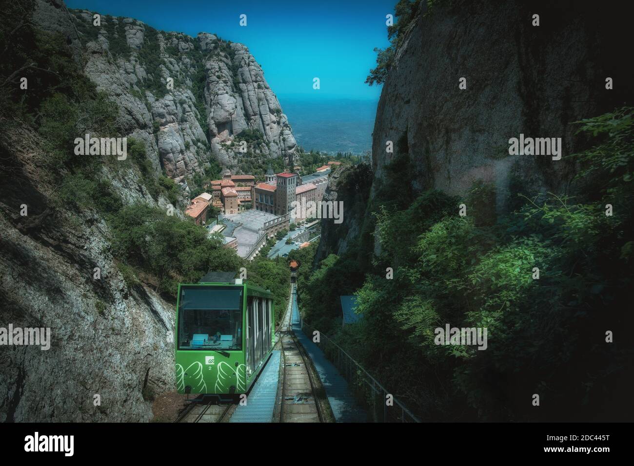 funicular in barcelona going up the mountain Stock Photo - Alamy