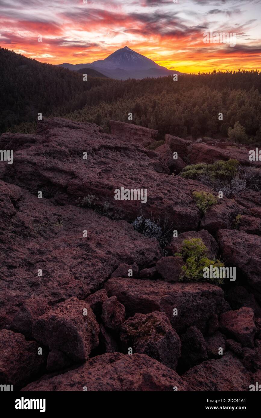 mountain landscape with clouds and sunset warm colors Stock Photo - Alamy