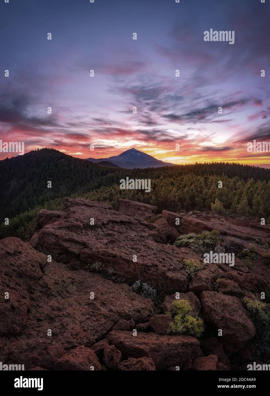 mountain landscape with clouds and sunset warm colors Stock Photo - Alamy