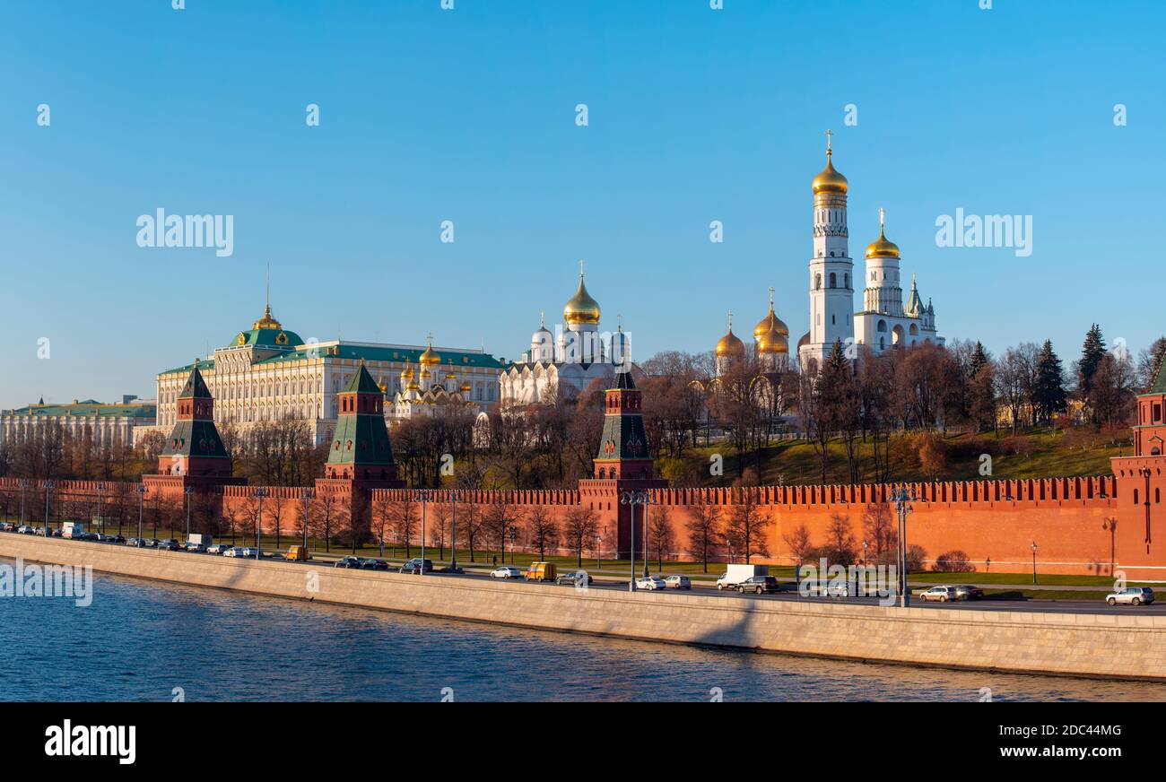 Panoramic view of Moscow Kremlin with churches, Russia Stock Photo - Alamy