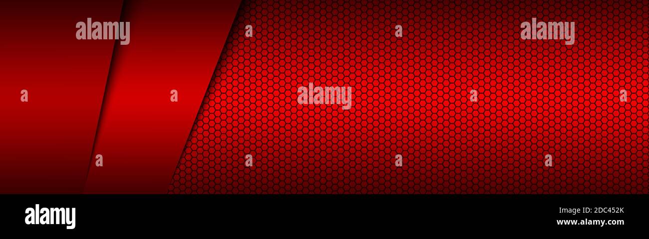 Red modern material header with polygoal grid. Corporate banner for ...