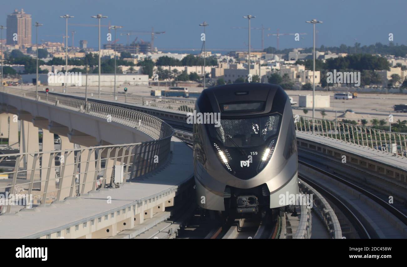 Doha Metro is one of the fastest driverless train in the world Stock ...