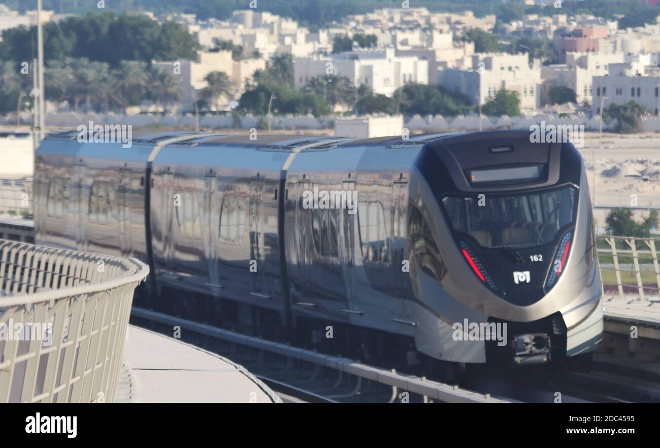 Doha Metro is one of the fastest driverless train in the world Stock ...