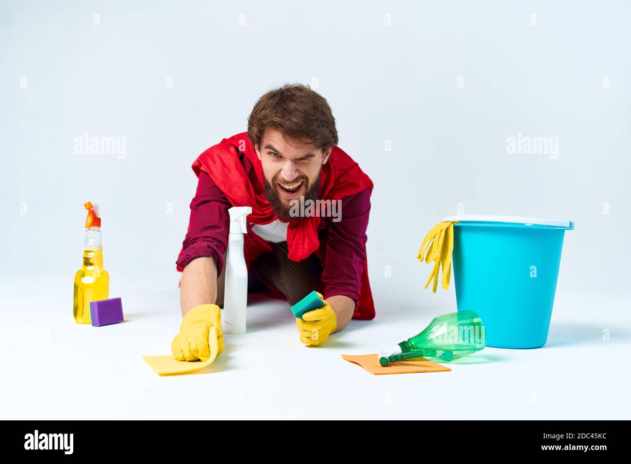 fun cleaner cleaning supplies washing floor housework Stock Photo - Alamy