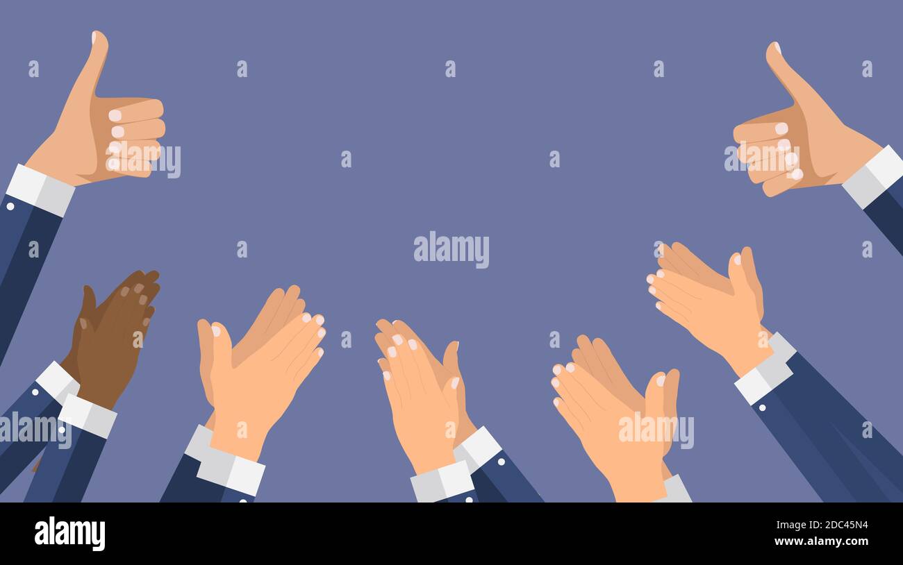 Flat Design Clapping Hand Applause banners template. Illustration Stock ...