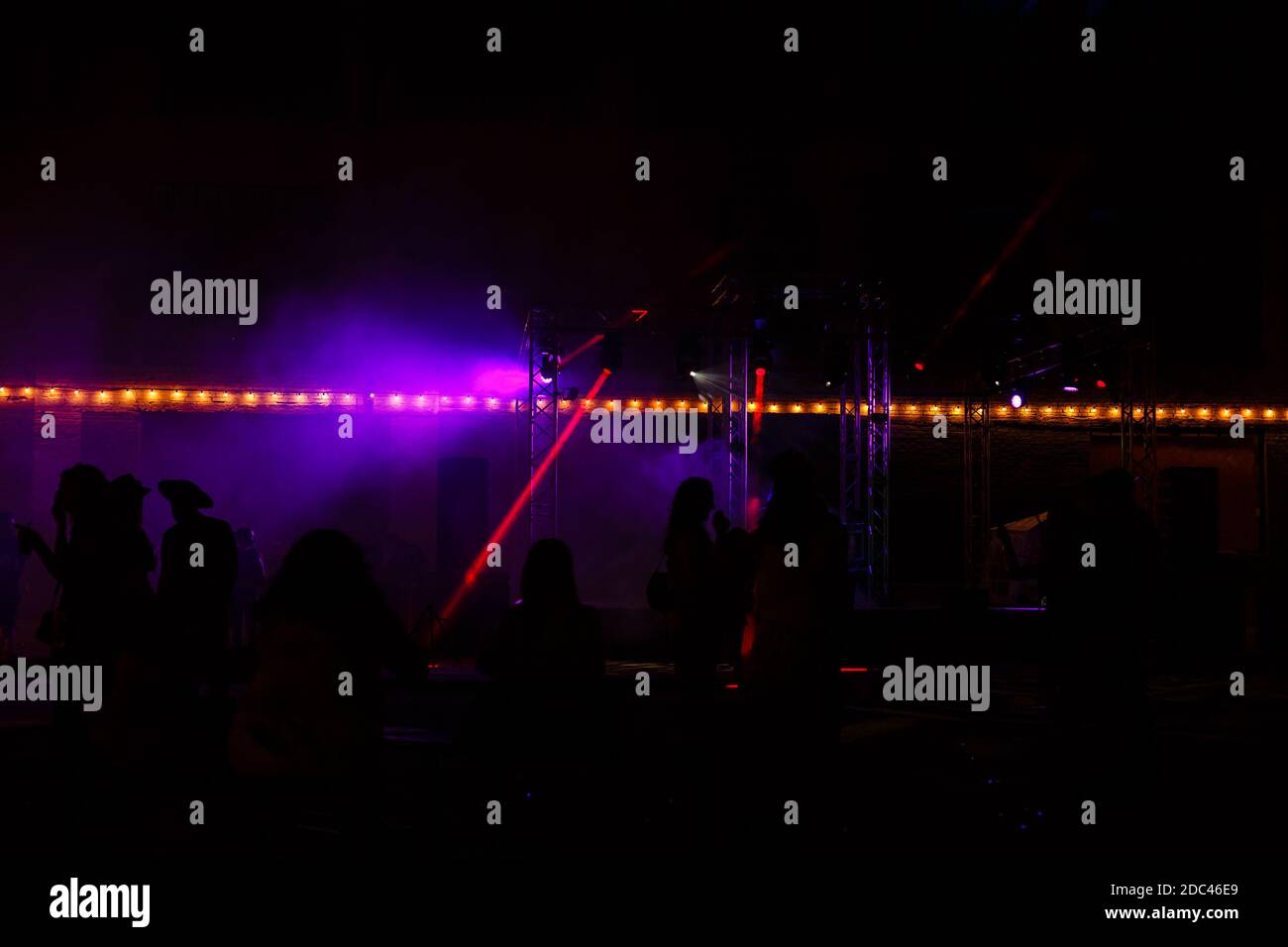 Night club party crowd hands up Stock Photo - Alamy