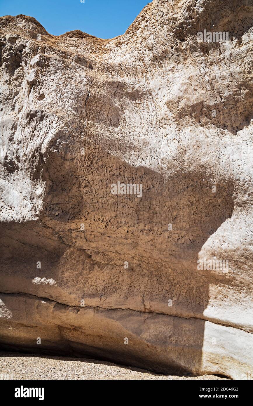 a white fossilized limestone cliff in the horseshoe section of the ...
