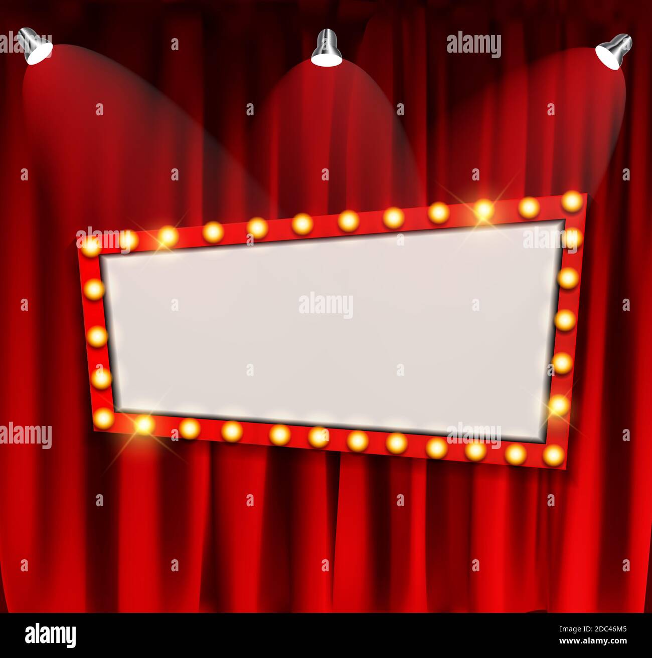 Realistic retro cinema Now Showing announcement board with bulb frame ... Realistic retro cinema Now Showing announcement board with bulb frame ...