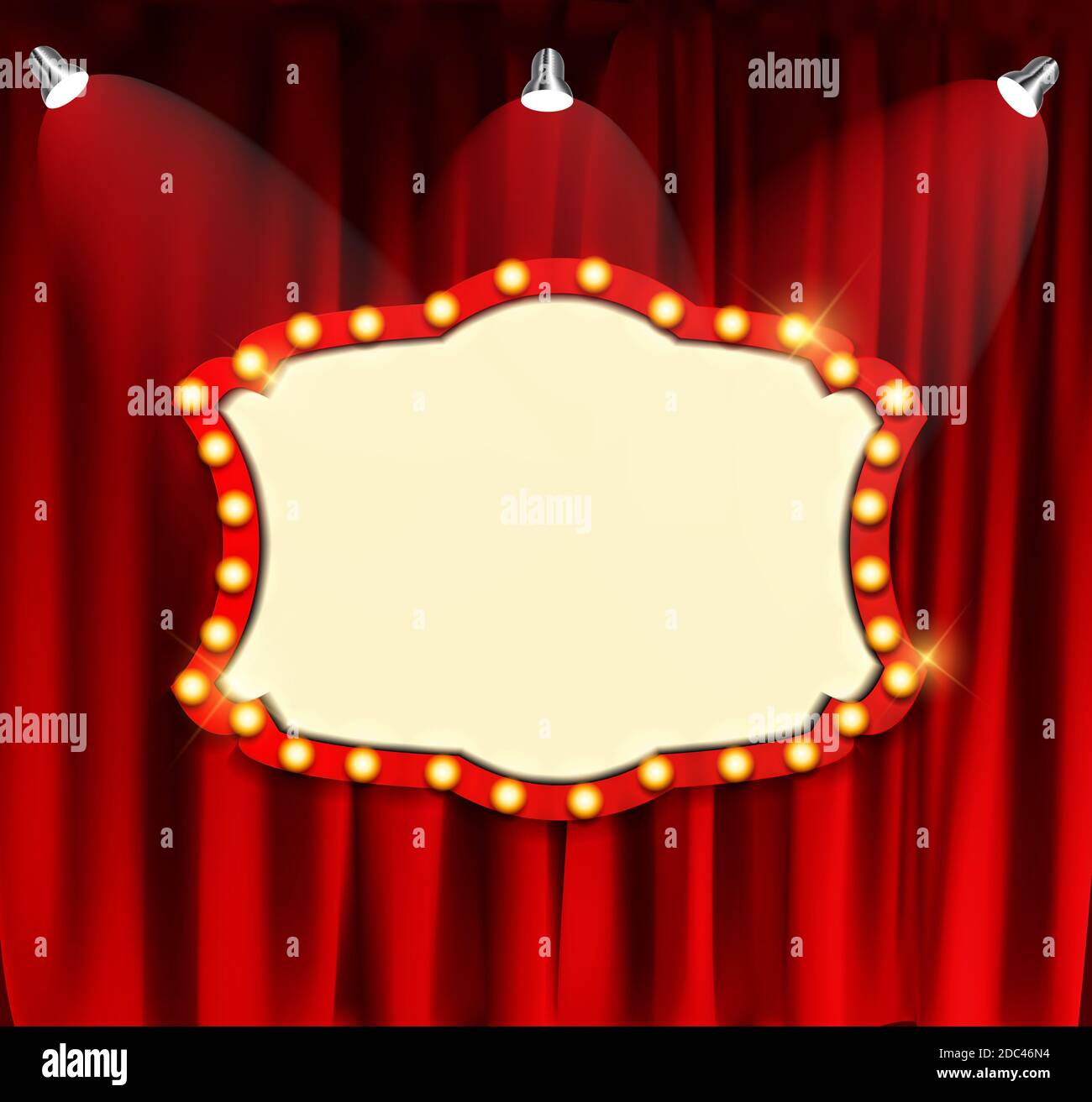 Realistic retro cinema Now Showing announcement board with bulb frame ...