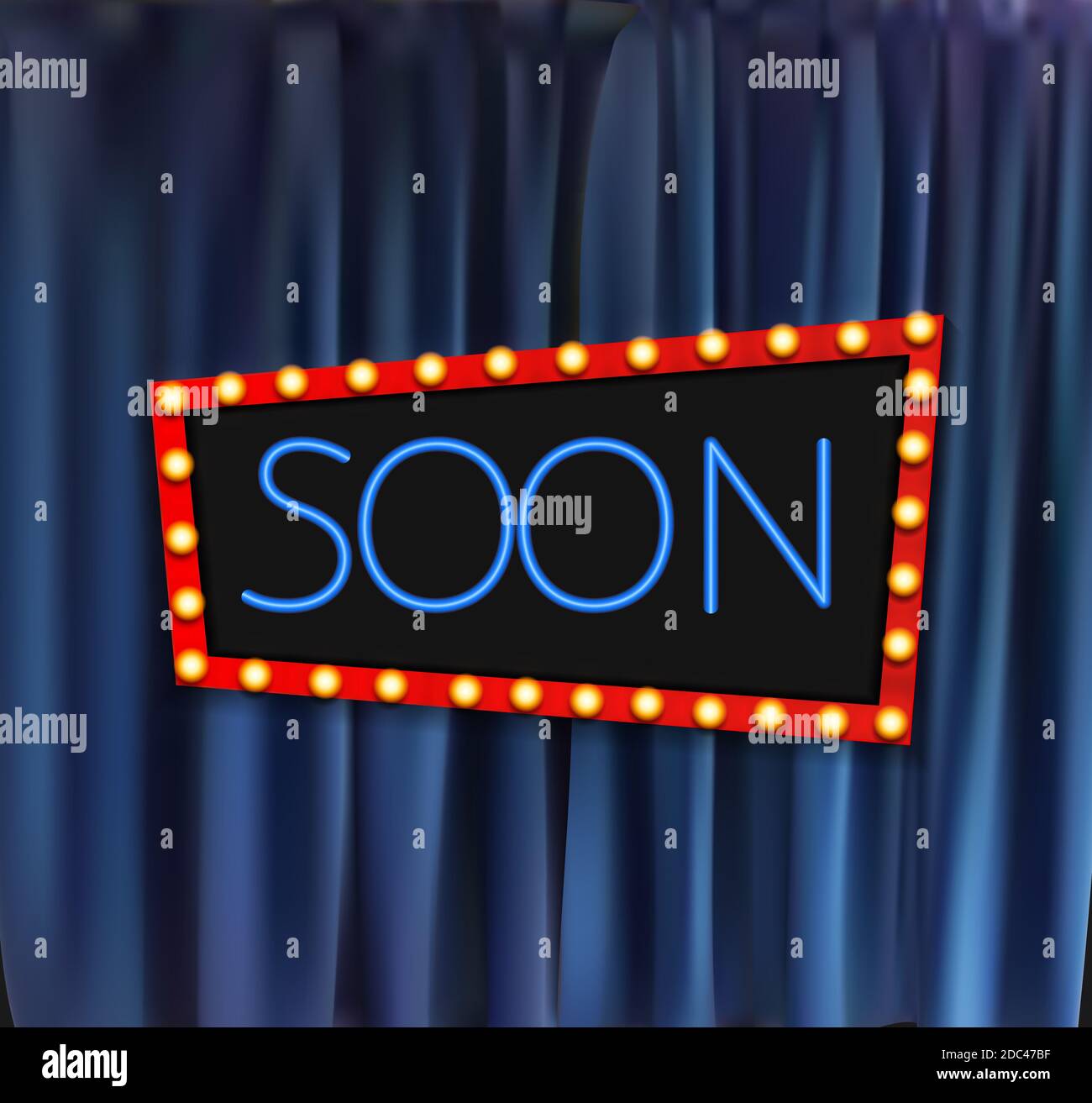 Realistic retro cinema Now Showing announcement board with bulb frame ...