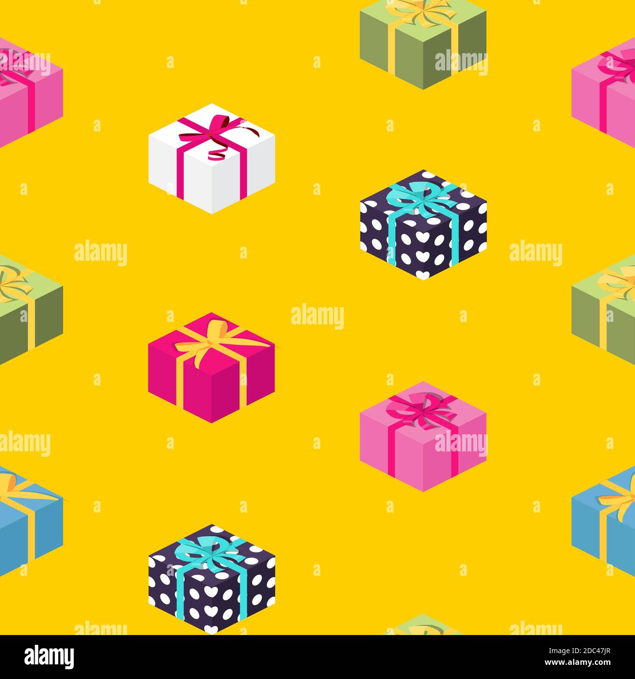 Abstract Gift Box with Bow and Ribbon Seamless Pattern Background ...
