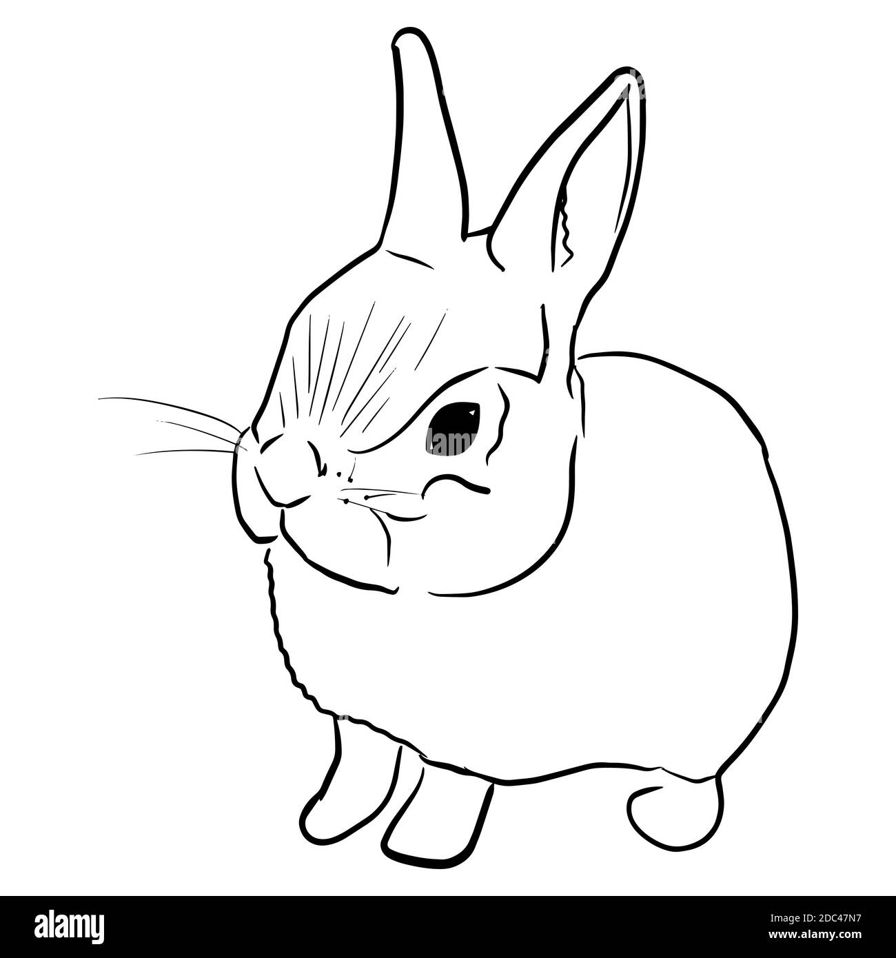 Outline sketch of isolated rabbit in doodle style Stock Vector Image ...